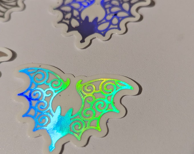 Halloween Bats With Open Detailed Wings, Foil Stickers, Set of 6 ...