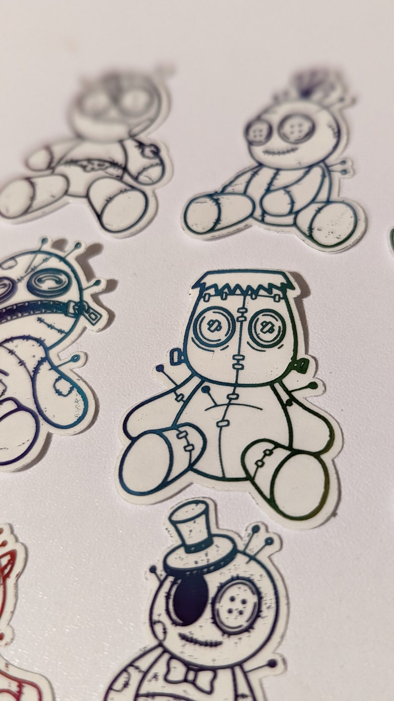 Cute Fun Voodoo, Foil Stickers, Set of 12, Various Colours Available ...
