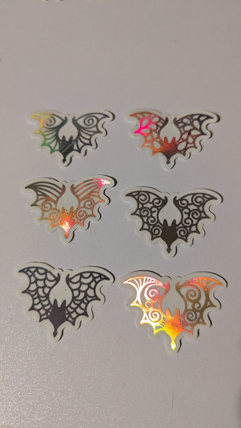 Halloween Bats With Open Detailed Wings, Foil Stickers, Set of 6 ...