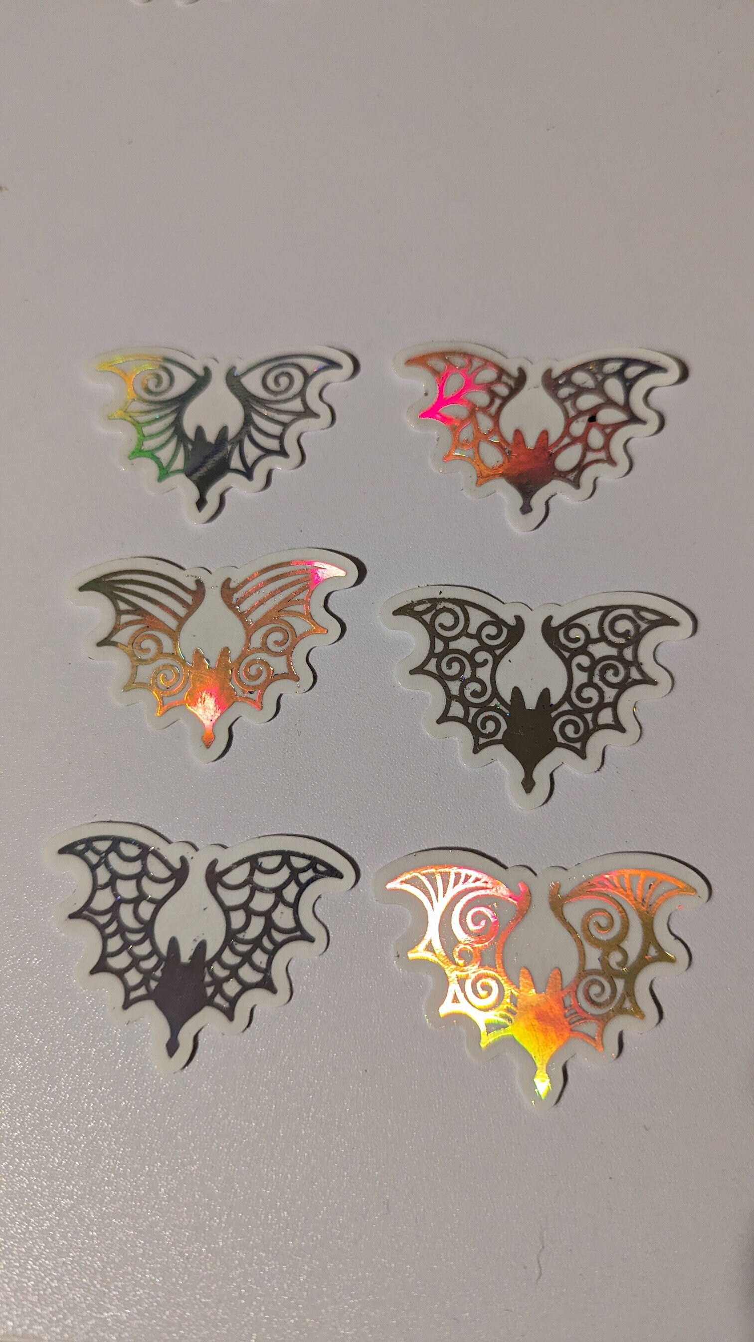 Halloween Bats With Open Detailed Wings, Foil Stickers, Set of 6 ...