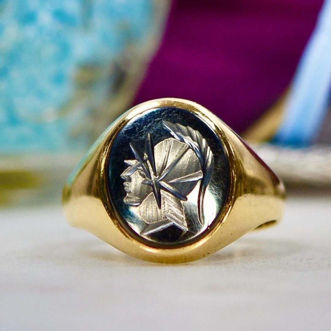 Hematite Centurion Intaglio Signet Ring in 9ct Gold - Etsy