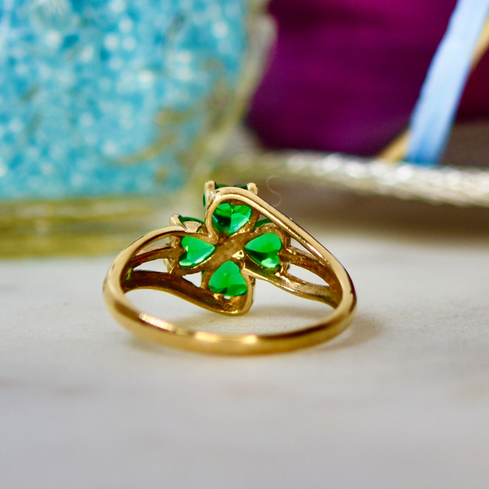 Pretty Heart Flower Ring in 9ct Gold - Etsy