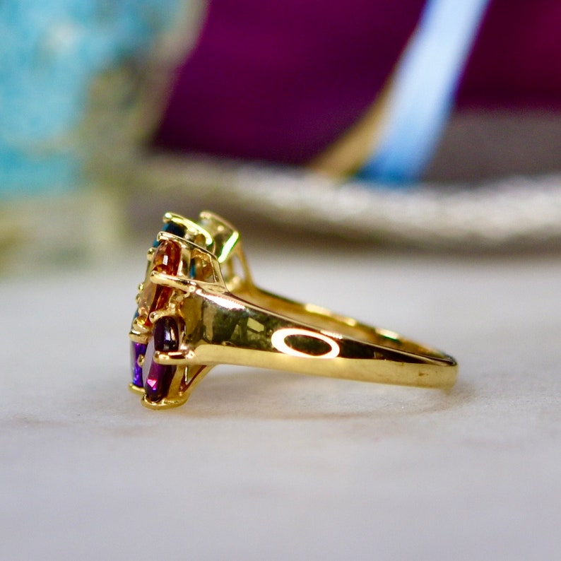 Multi Gem Ring in 9ct Gold - Etsy