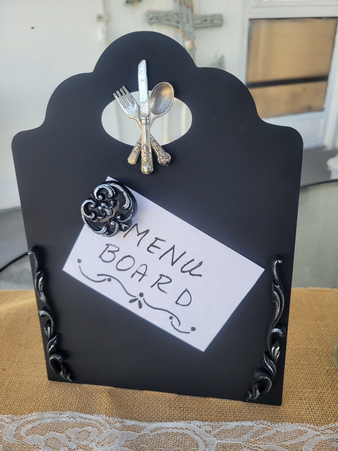 Upcycled Mud Pie Table Top Chalkboard Sign, Metal Recipe Menu Board W ...