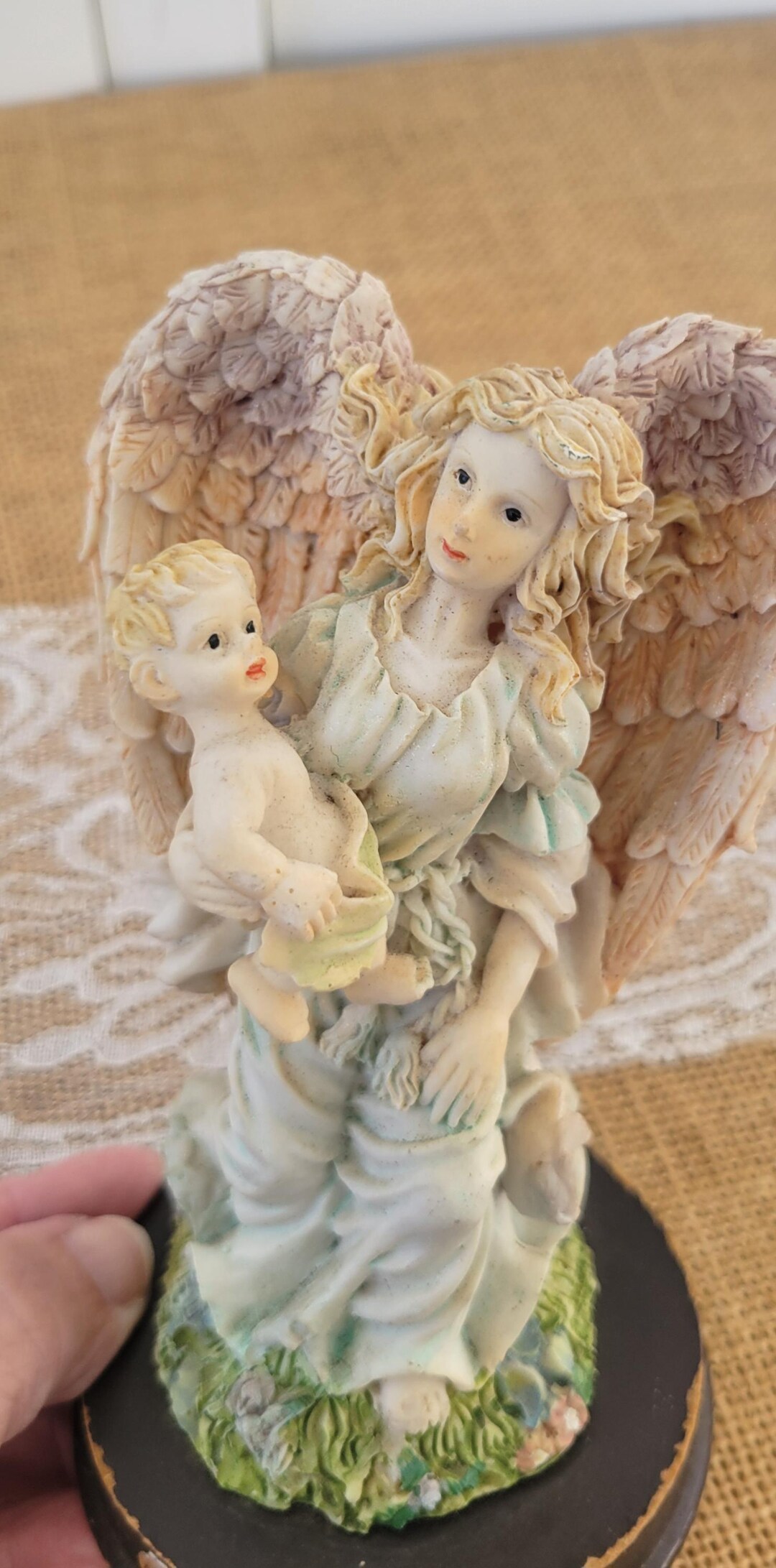 Vintage Marlo Collection Guardian Angel: Resin Angel Figurine Holding ...