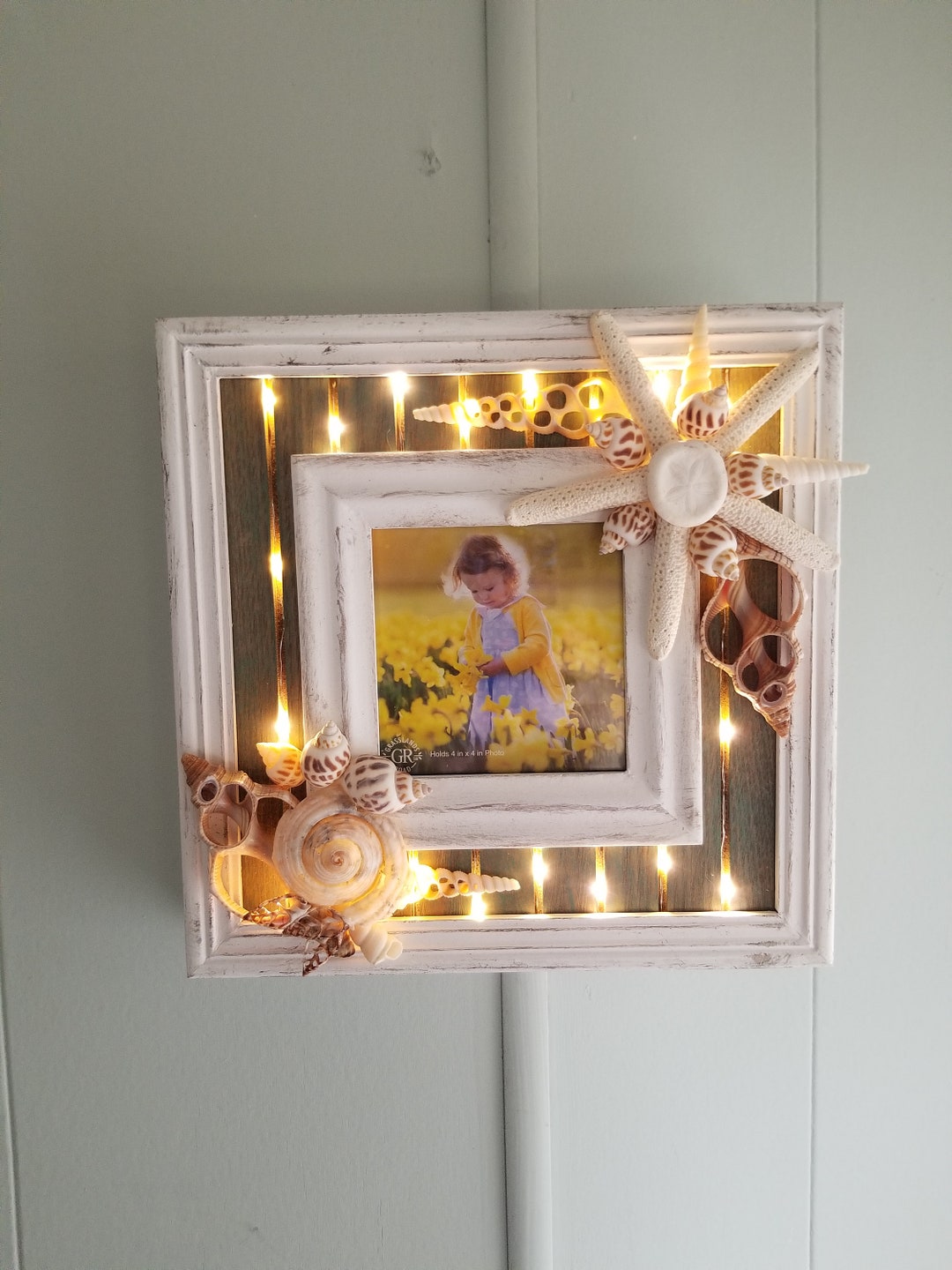 Coastal Lighted Picture Frame, Nautical Picture Frame W/starfish ...
