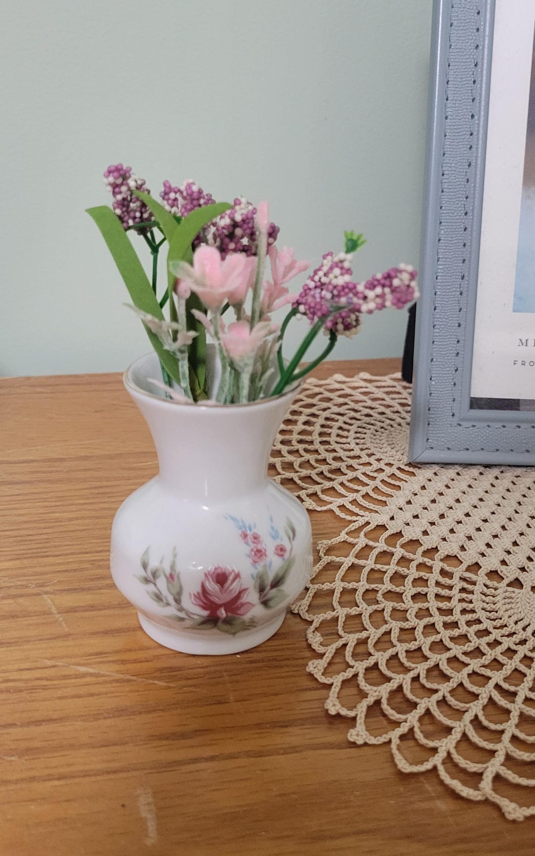 Leart Miniature Bud Vase, Vintage Porcelain Floral Vase W/metallic Gold ...