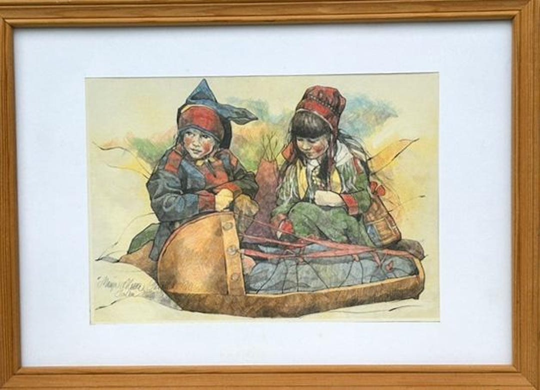 Sami Kunstkaart in Lijst Van Merja Aletta Ranttila Uit De 90's. Een ...