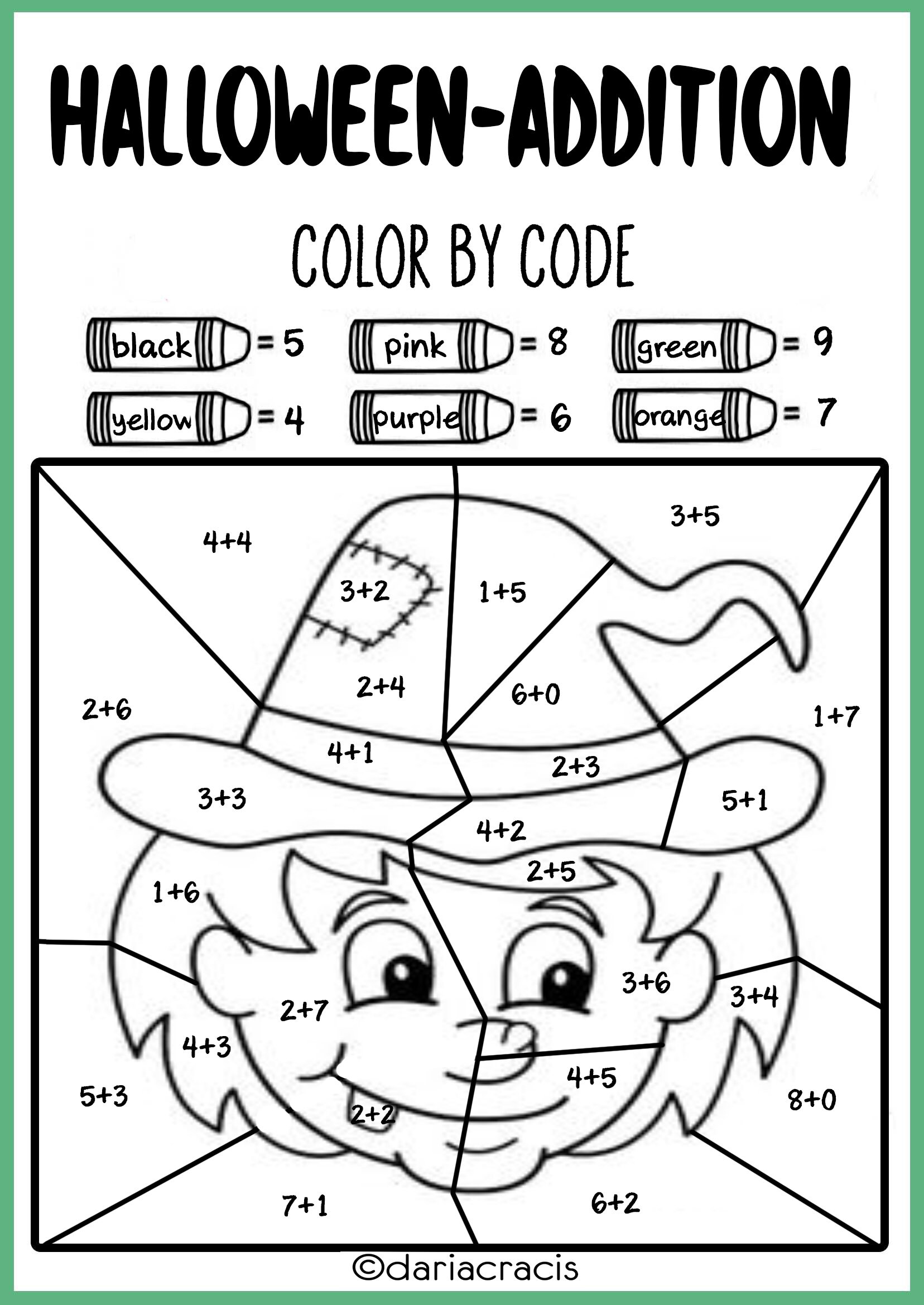 Addition Coloring Pages With Halloween Math | Etsy