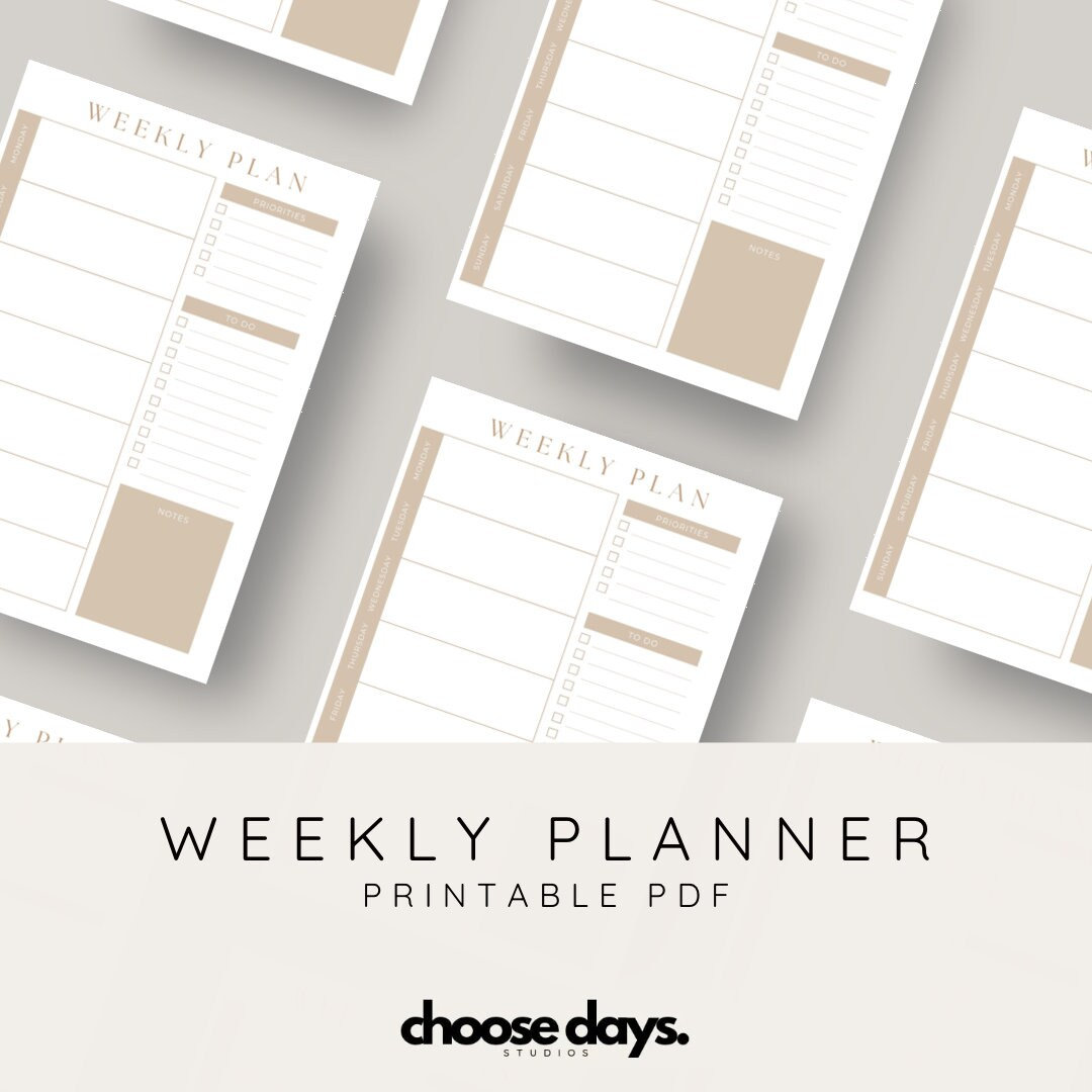 Minimal Weekly Planner Printable. Simple Template. A4 PDF - Etsy