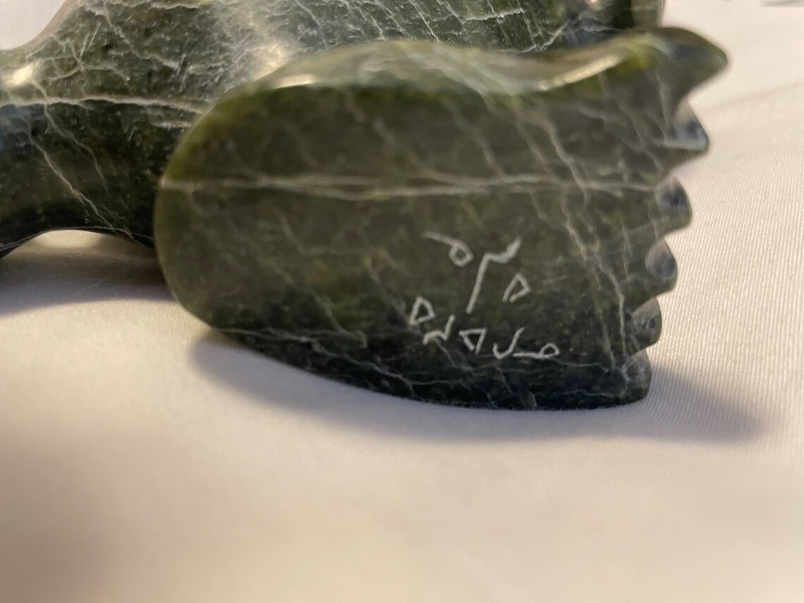 Ning Ashoona /ningeosiak Ashoona SPIRIT DANCER Green Serpentine Carving ...