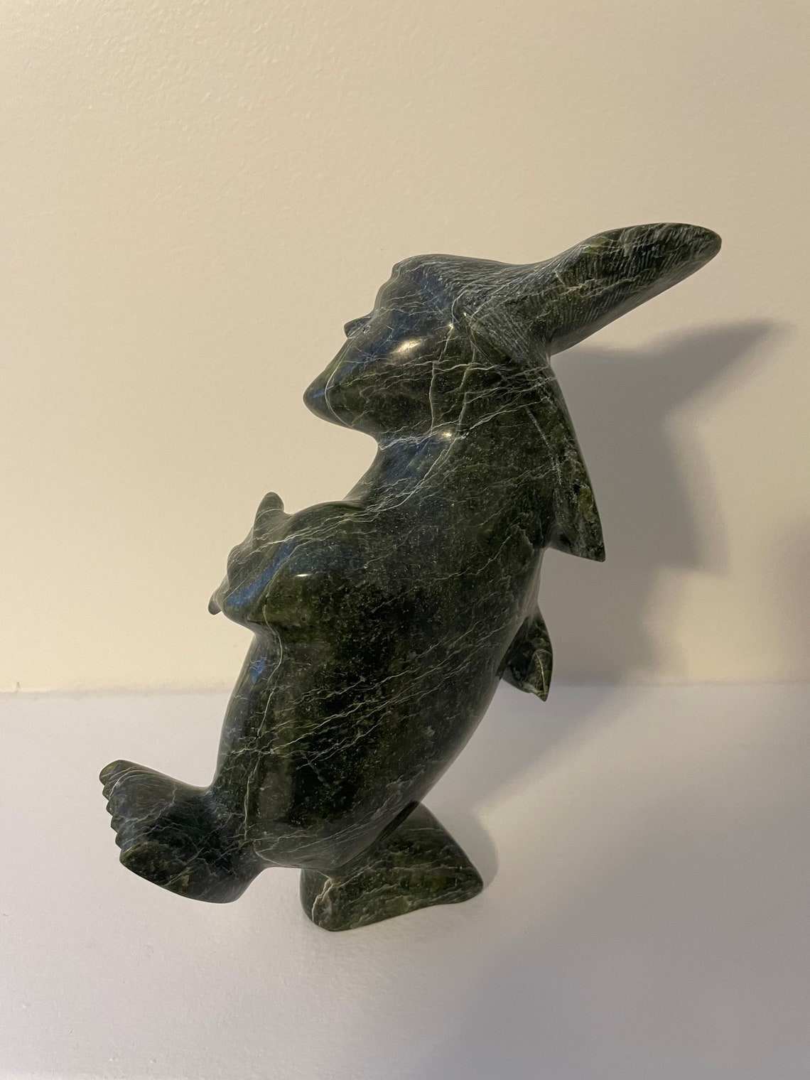 Ning Ashoona /ningeosiak Ashoona SPIRIT DANCER Green Serpentine Carving ...