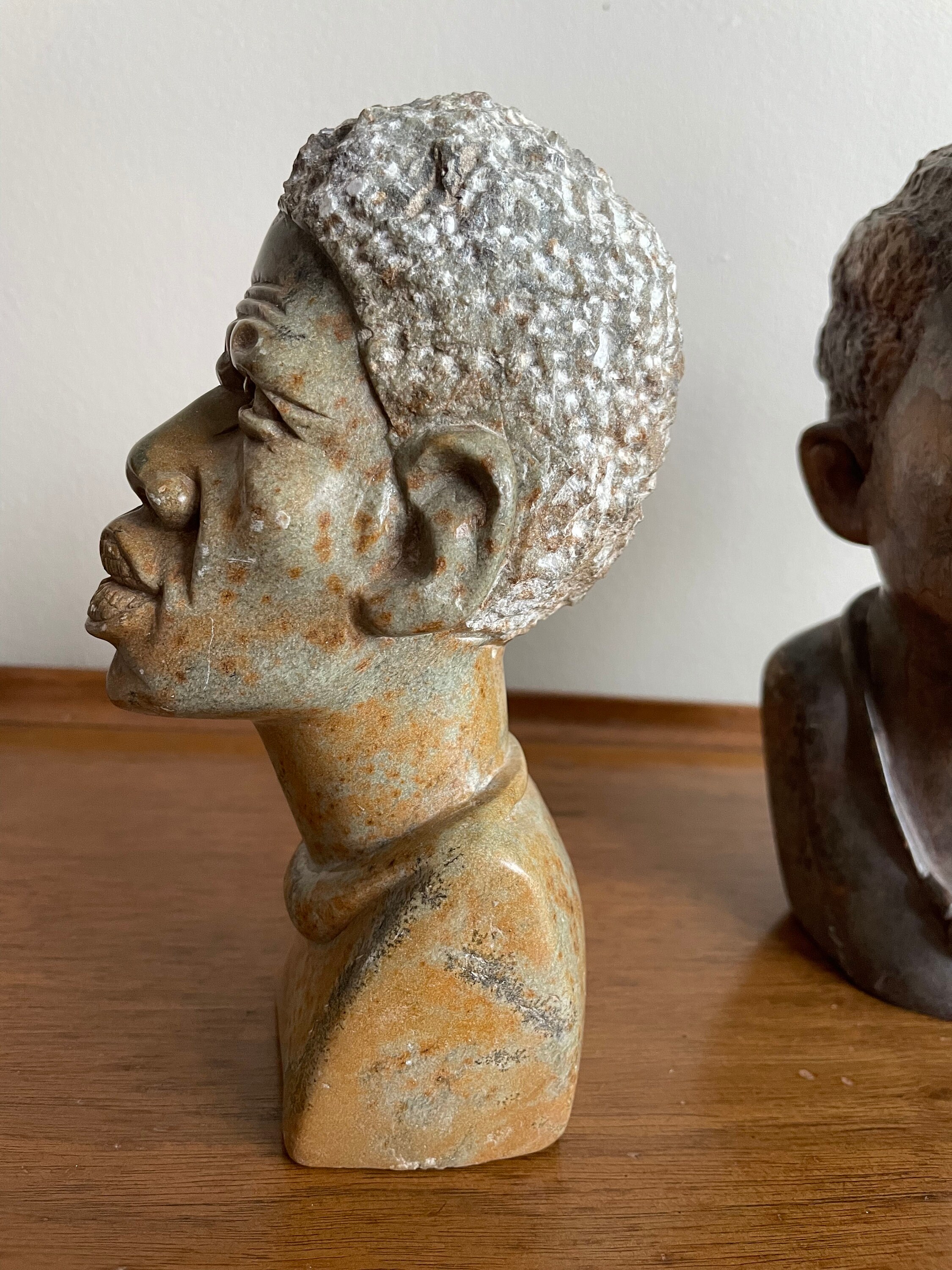 Set of 3 SHONA Stone Carved Busts - Etsy