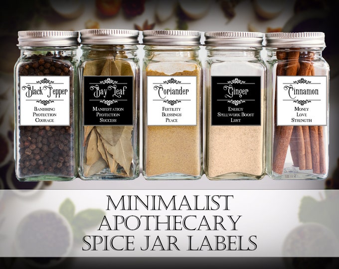Old-fashioned Antique Apothecary Spice Jar Labels With Correspondences ...