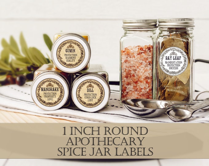 Old-fashioned Antique Apothecary Spice Jar Labels With Correspondences ...