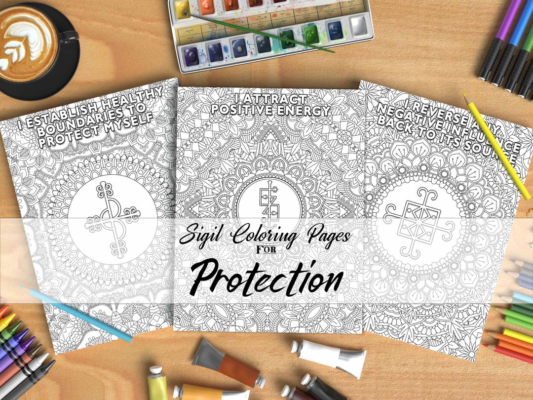10 Sigil Coloring Pages for Mindful Meditation and Protection - Etsy