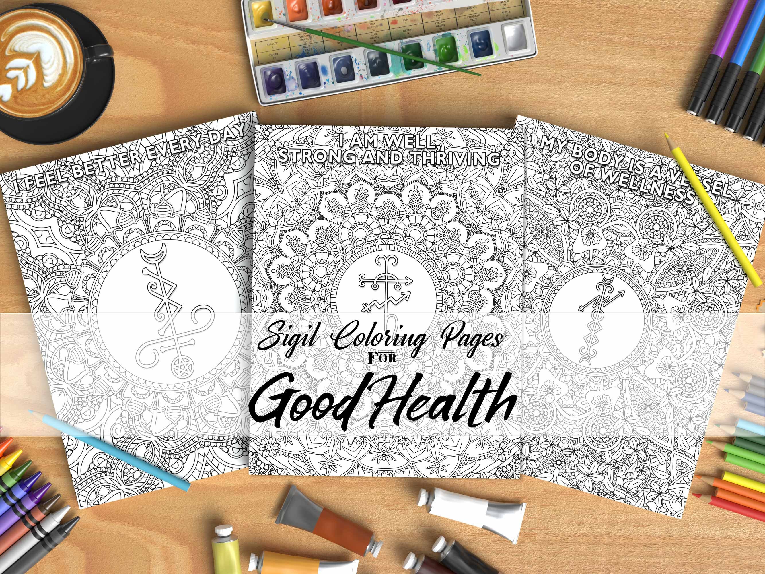 10 Sigil Coloring Pages for Mindful Meditation and Good Health - Etsy