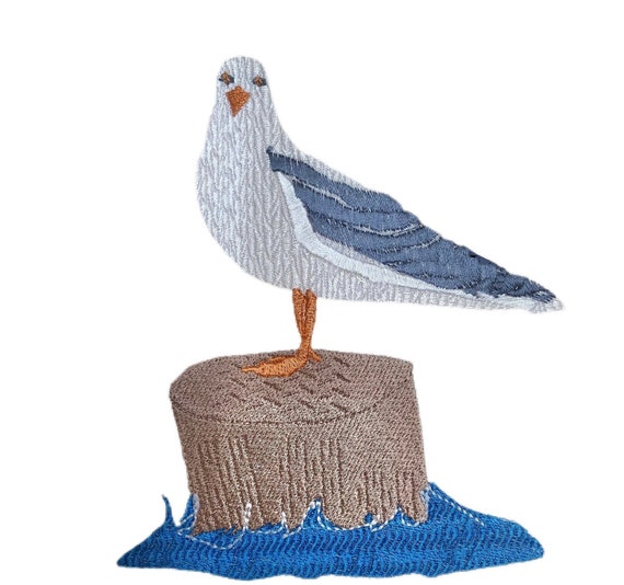 Seagull at Sea Machine Embroidery Download Bird Sea Patterm - Etsy