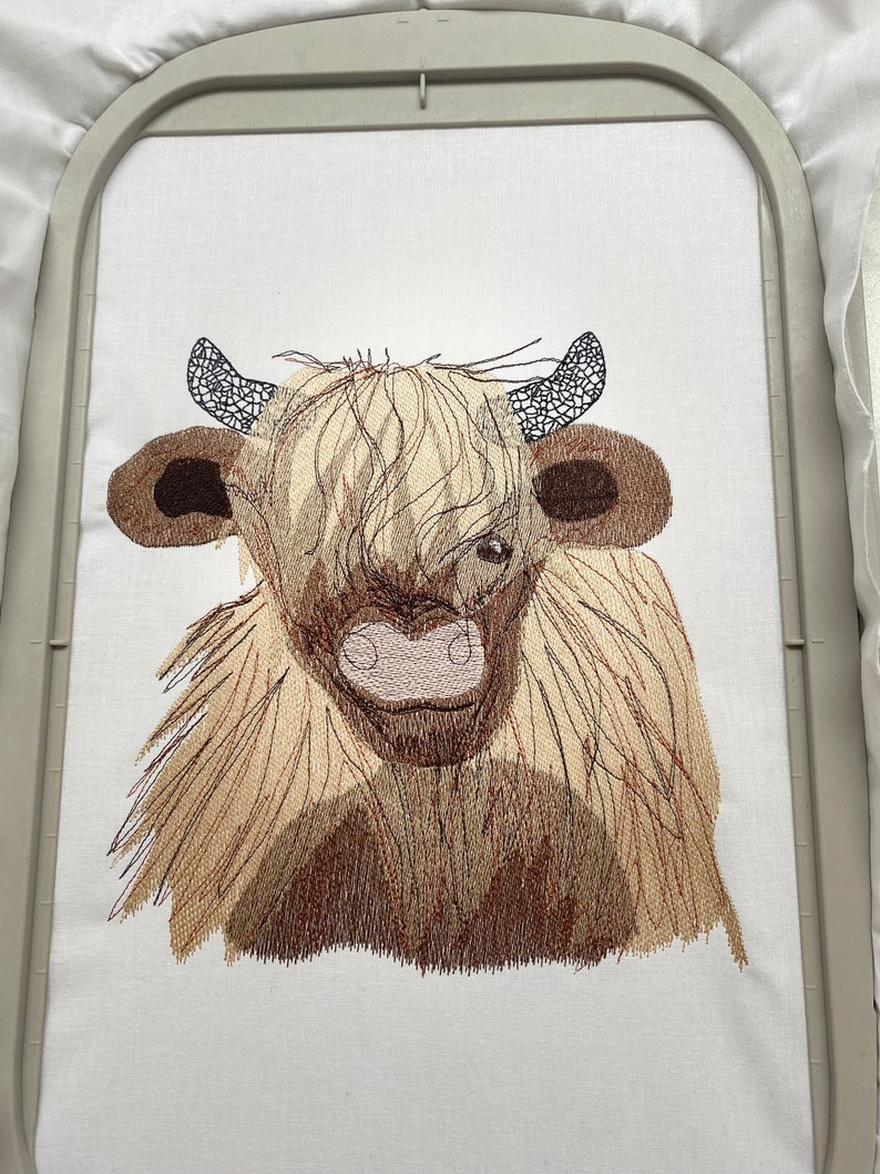 Highland Cow Messy Colourful Machine Embroidery Digital Download File ...