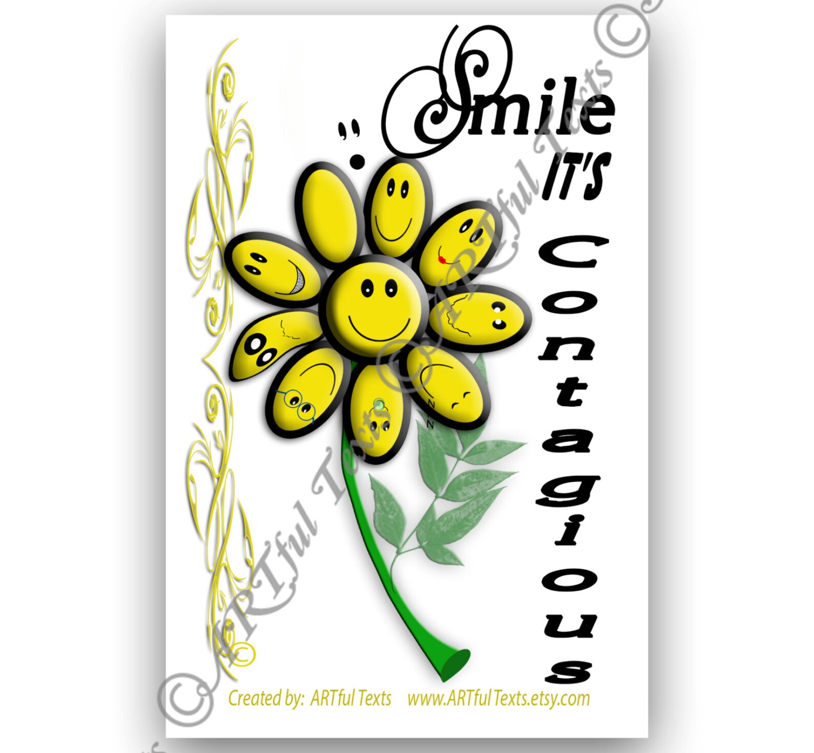 SMILE, It's Contagious Text Message - Etsy UK