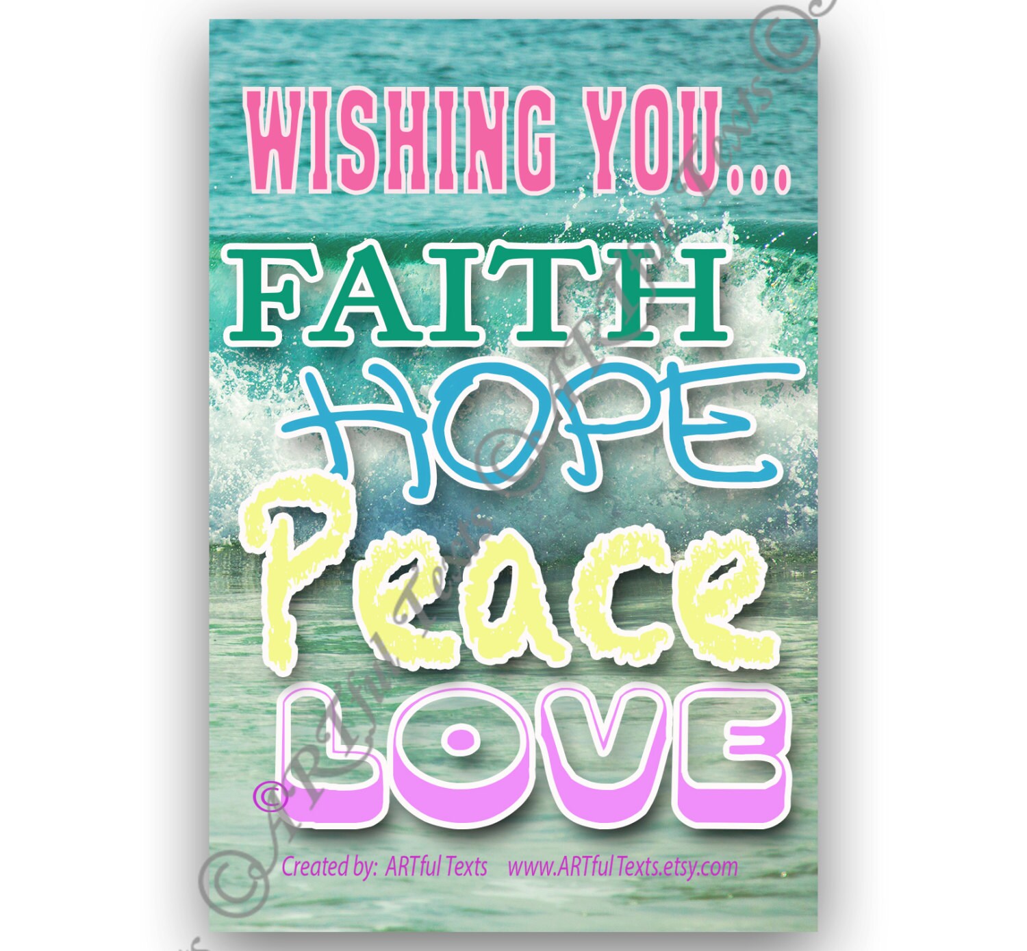 Wishing You Faith Hope Peace Love Text Message - Etsy