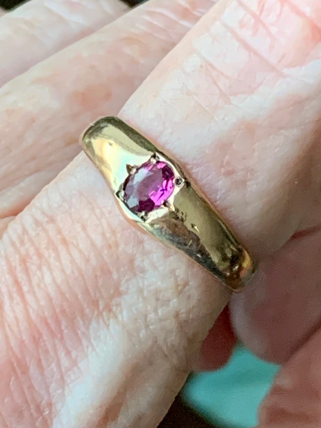 Beautiful Antique Victorian Pink Tourmaline and 15k Rose Gold Stacking ...