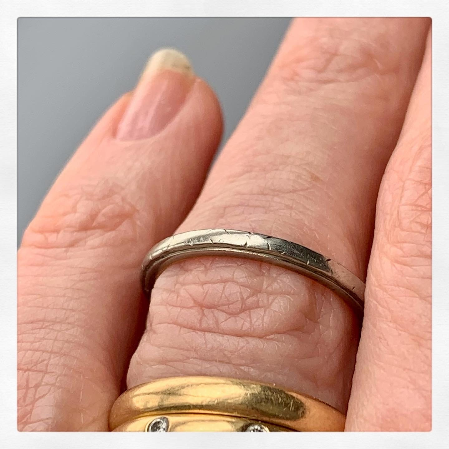 Wonderful Two-tone Engraved 18K Antique Art Deco Stacking Ring | Etsy