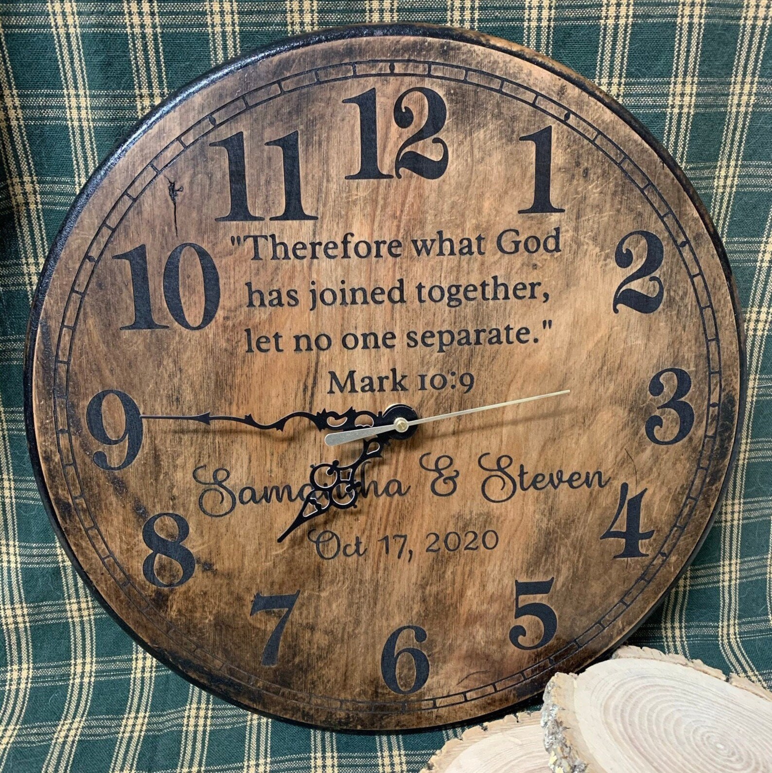 Custom 24 Laser Engraved Solid Wood Clock | Etsy