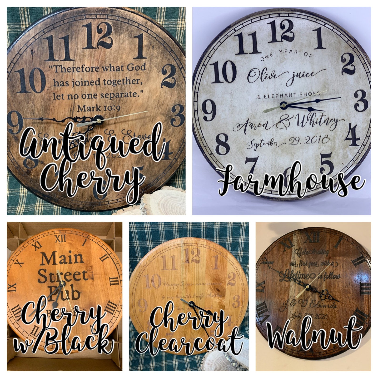 Custom Laser Engraved Solid Wood 12 Clock | Etsy