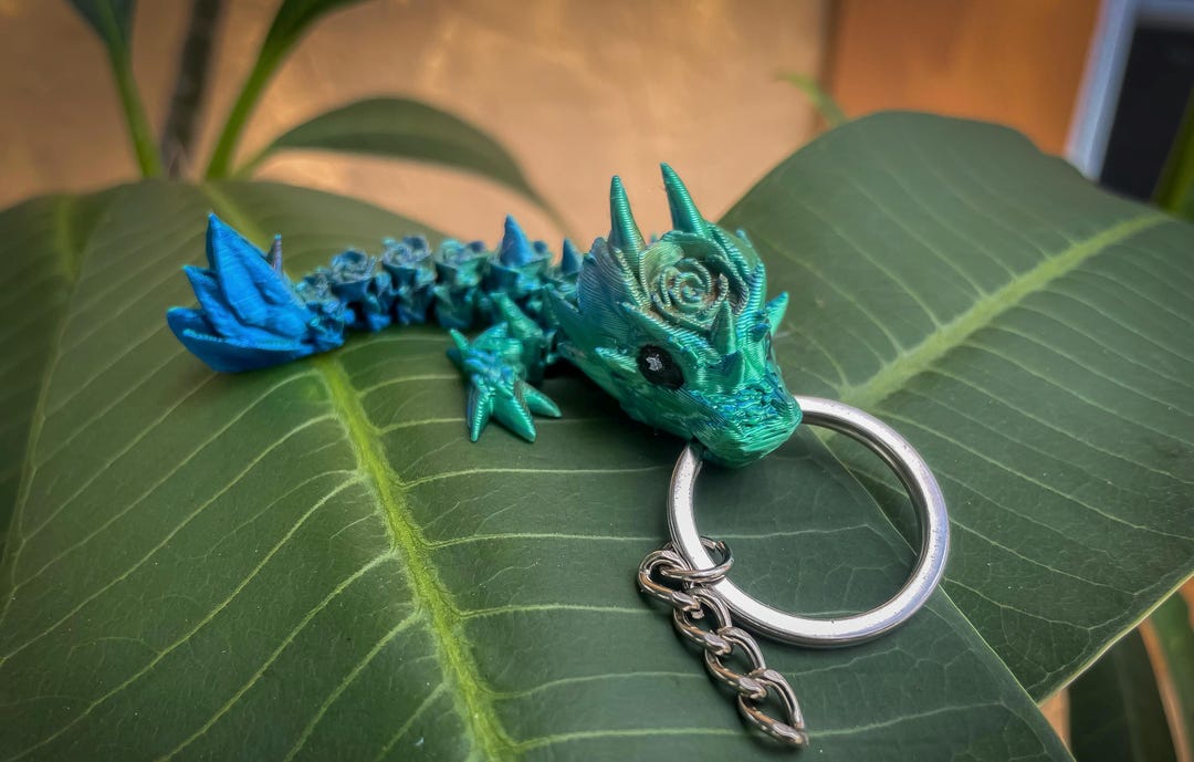 Rose Dragon Tadling Keychain 3D Print by Cinderwing - Etsy