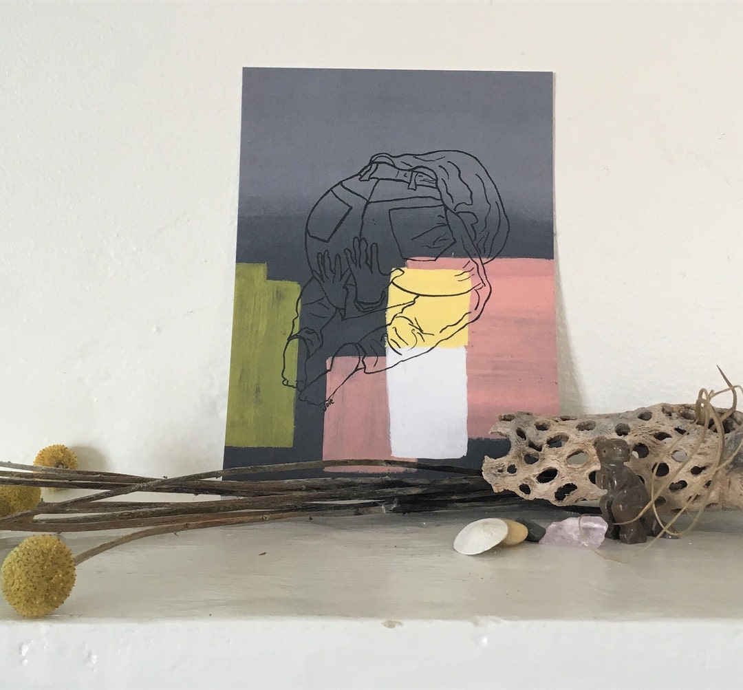 Minimal Modern Line Art Mini Print, Simple Contour Hand Drawn ...