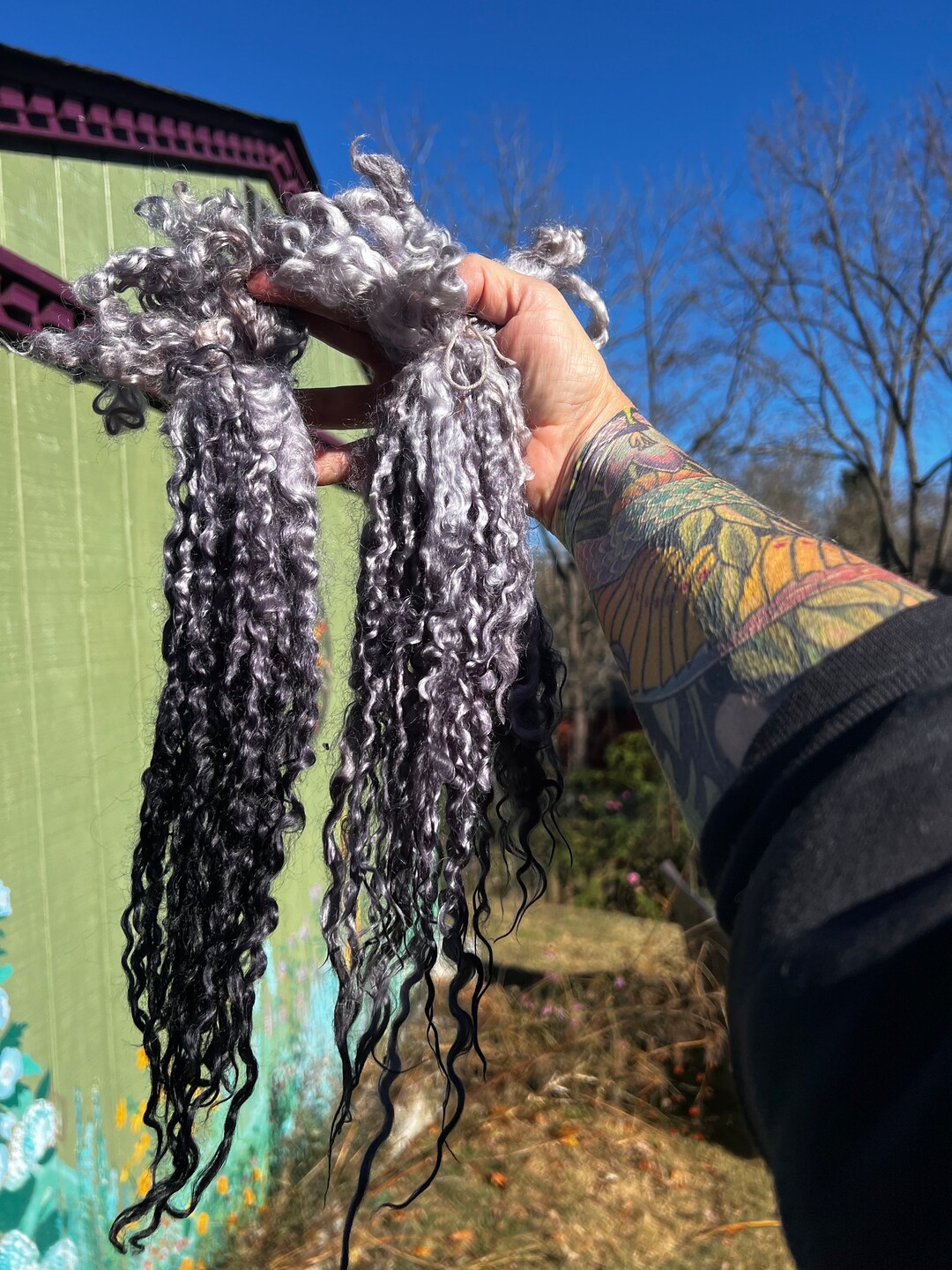 Wool Locks Curls Long Wool Wensleydale Pulled Silver Black - Etsy