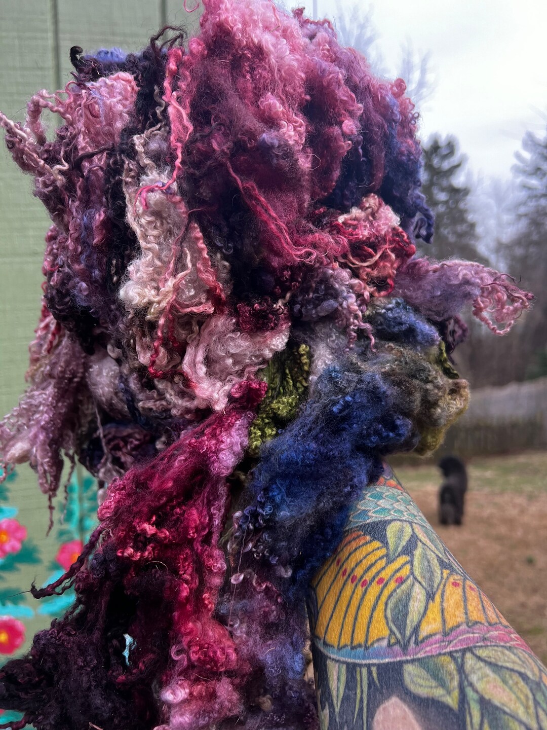 Hand Dyed Wool Locks Curls Blue Faced Leicester Assorted Earthy Pastels ...