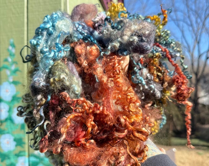 Hand Dyed Wool Locks Curls Teeswater Assorted Sea Blues Greens Spinning ...