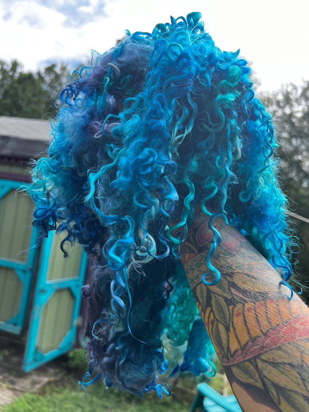 Hand Dyed Wool Locks Curls Teeswater Assorted Sea Blues Greens Dark ...