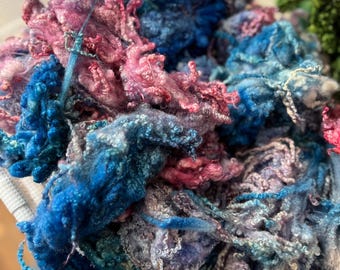 Hand Dyed Wool Locks Curls Blue Faced Leicester Assorted Earthy Pastels ...