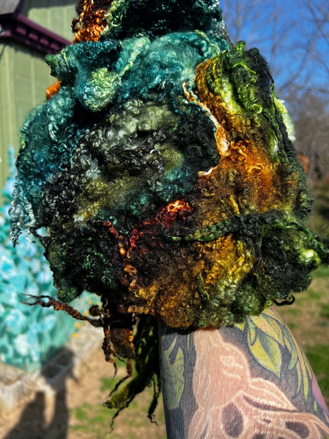 Wool Locks Curls Blue Faced Leicester Assorted Greens Spinning Felting ...