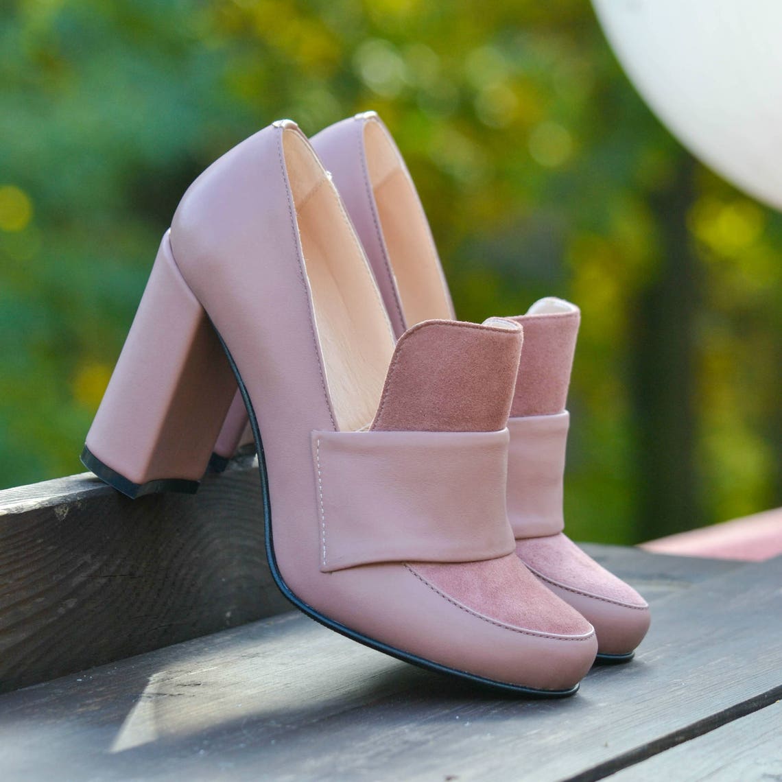 Kendra Pink Suede High Heel Shoes Penny Loafer Shoes - Etsy