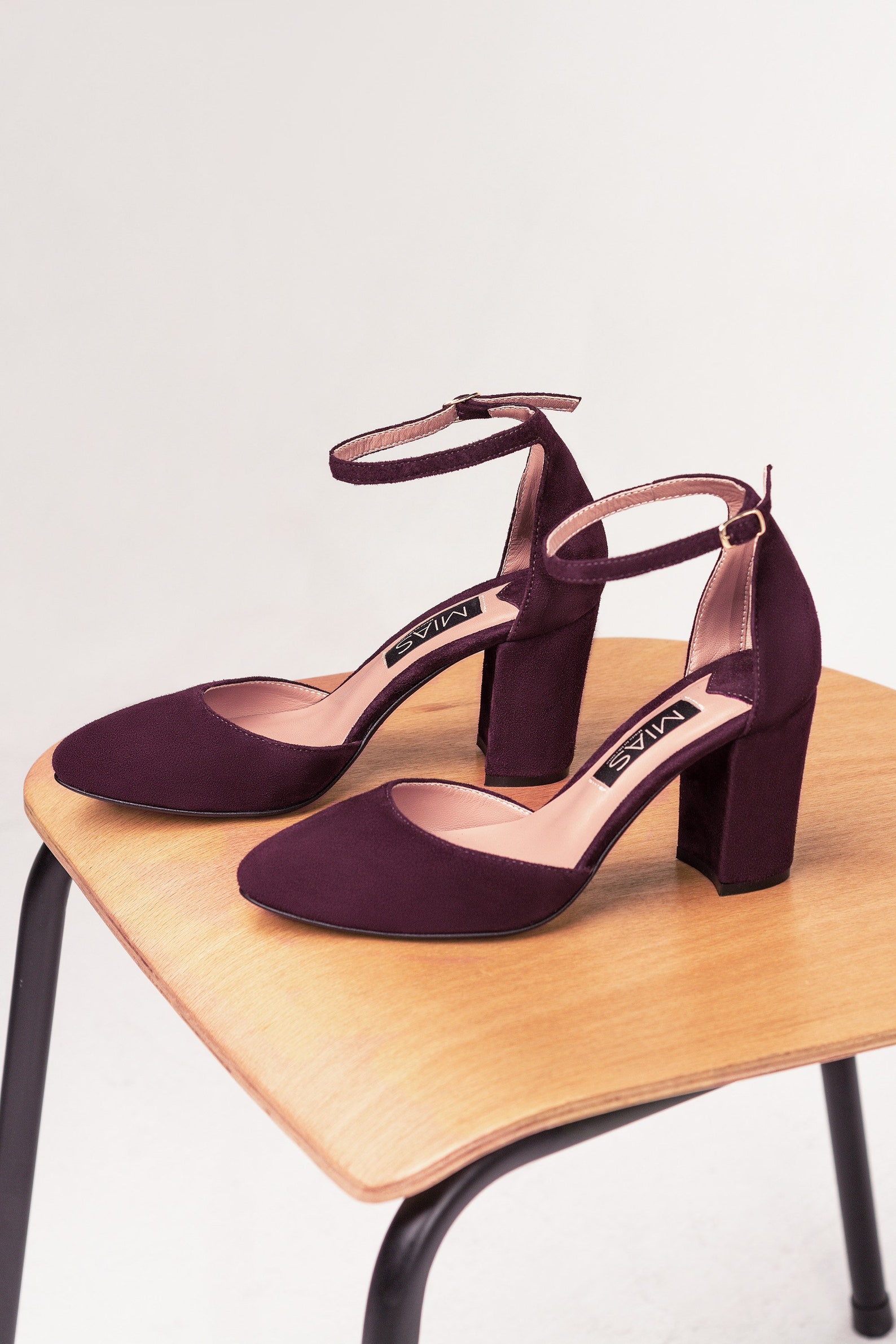 Kylie Women's Handmade High Heel Burgundy Suede Shoes - Etsy