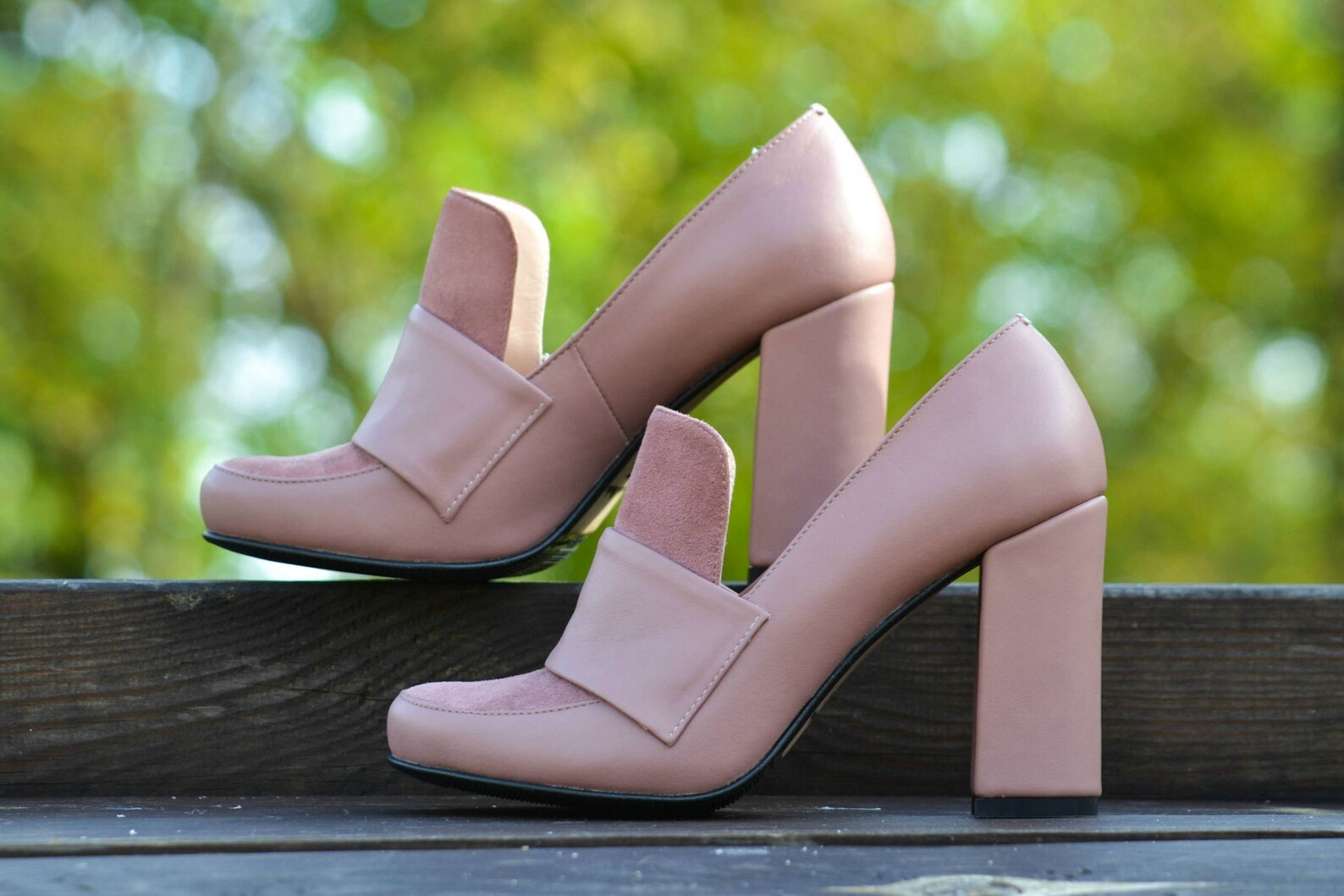 Kendra Pink Suede High Heel Shoes Penny Loafer Shoes - Etsy