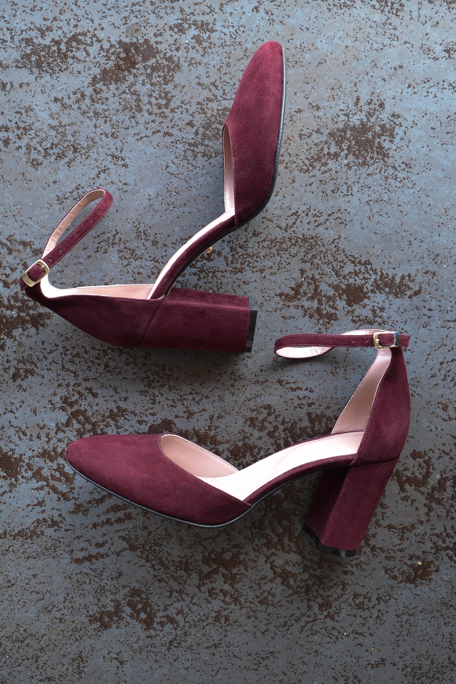 Kylie Women's Handmade High Heel Burgundy Suede Shoes - Etsy