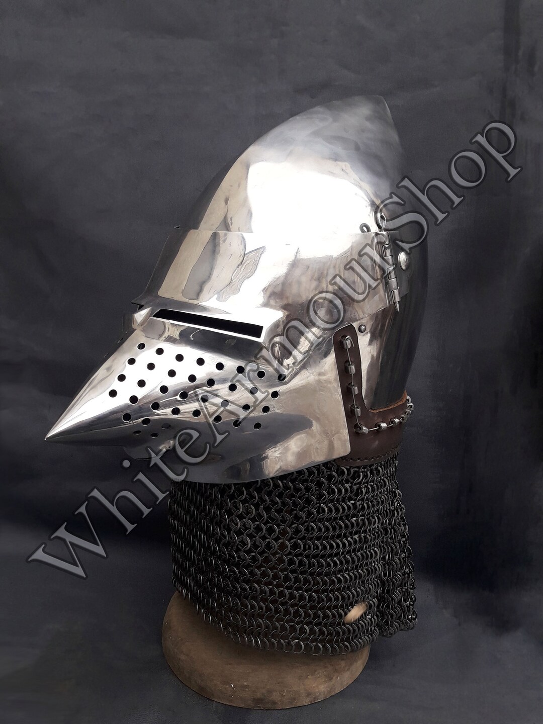 The Bascinet With Houndskull Visor SCA LARP Buhurt Knight Helmet ...