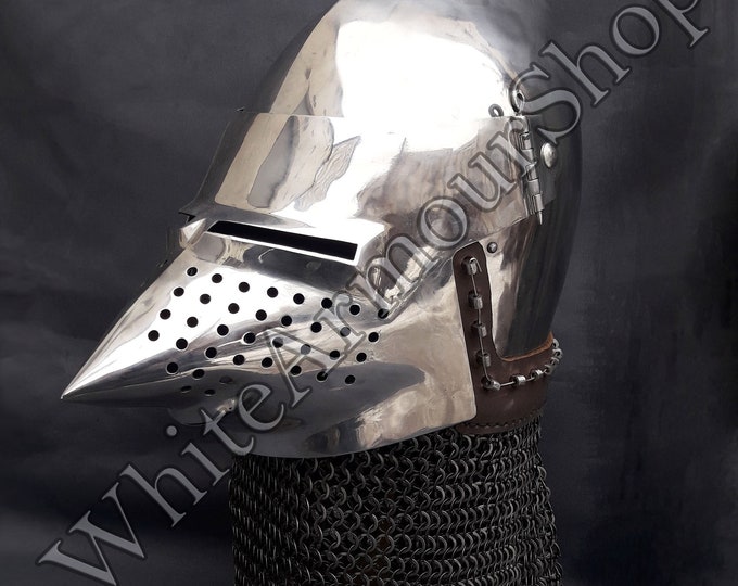 The Bascinet With Houndskull Visor SCA LARP Buhurt Knight Helmet ...