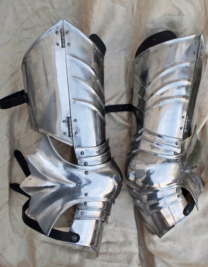 SCA Combat Leg Armor, Gothig Plate Legs, Cuisses With Poleyns - Etsy
