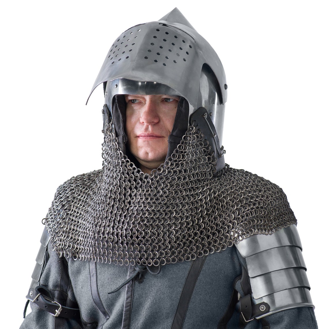 Combat Helmet Closed Bacinet SCA LARP Medieval Helmet SCA Helmet Larp ...