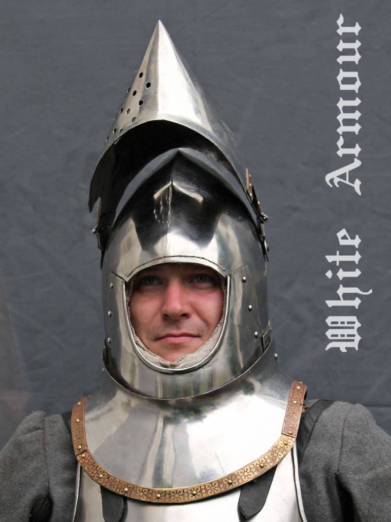 Great bascinet SCA LARP knight helmet steel helmet medieval | Etsy