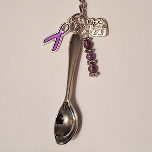 Spoonie - Purple Ribbon Spoon Keychain - Awareness Lupus/fibromyalgia ...