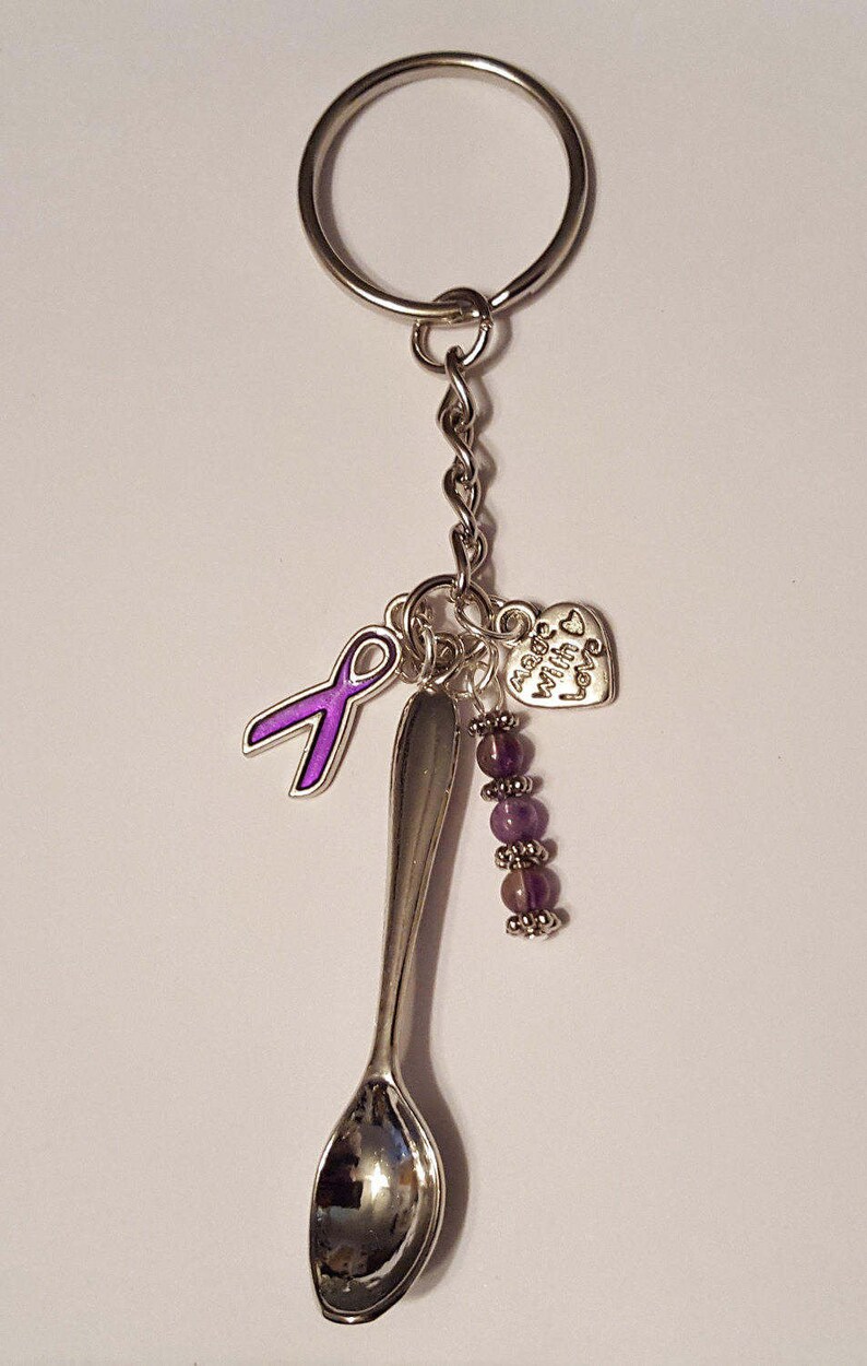 Spoonie Purple Ribbon Spoon Keychain Awareness Lupus/fibromyalgia ...