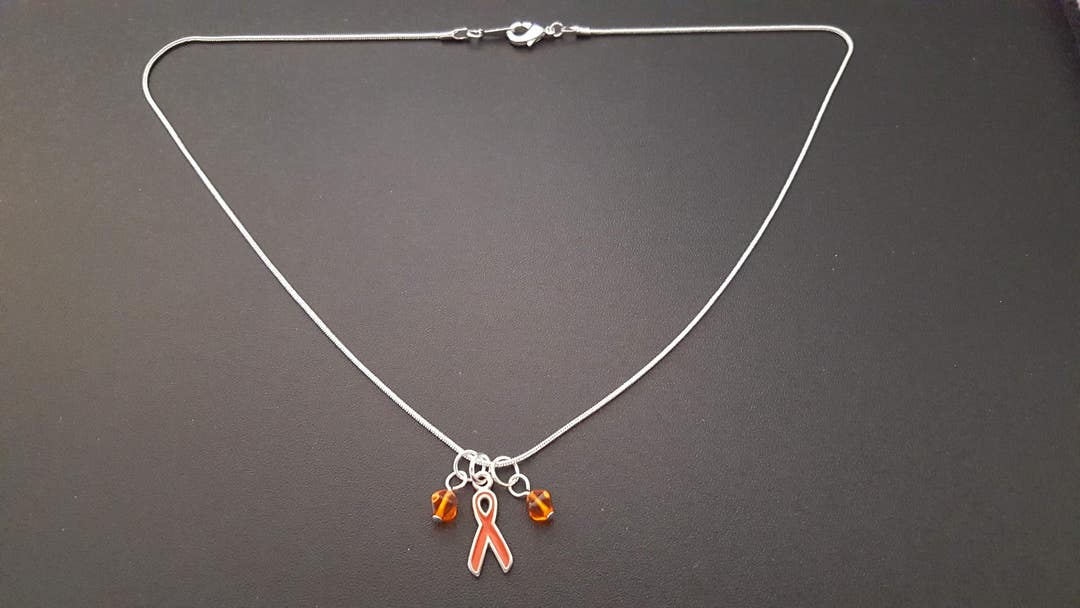 Orange Support Ribbon Necklace - Awareness - Leukemia, Multiple ...