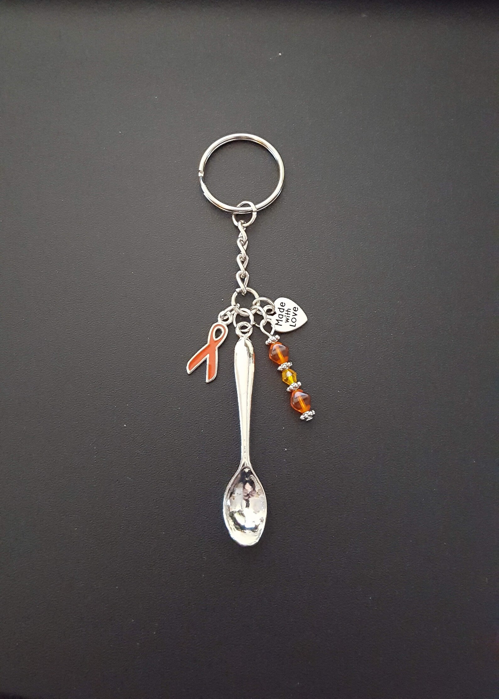 Orange Spoonie Support Ribbon Keychain Awareness Leukemia - Etsy